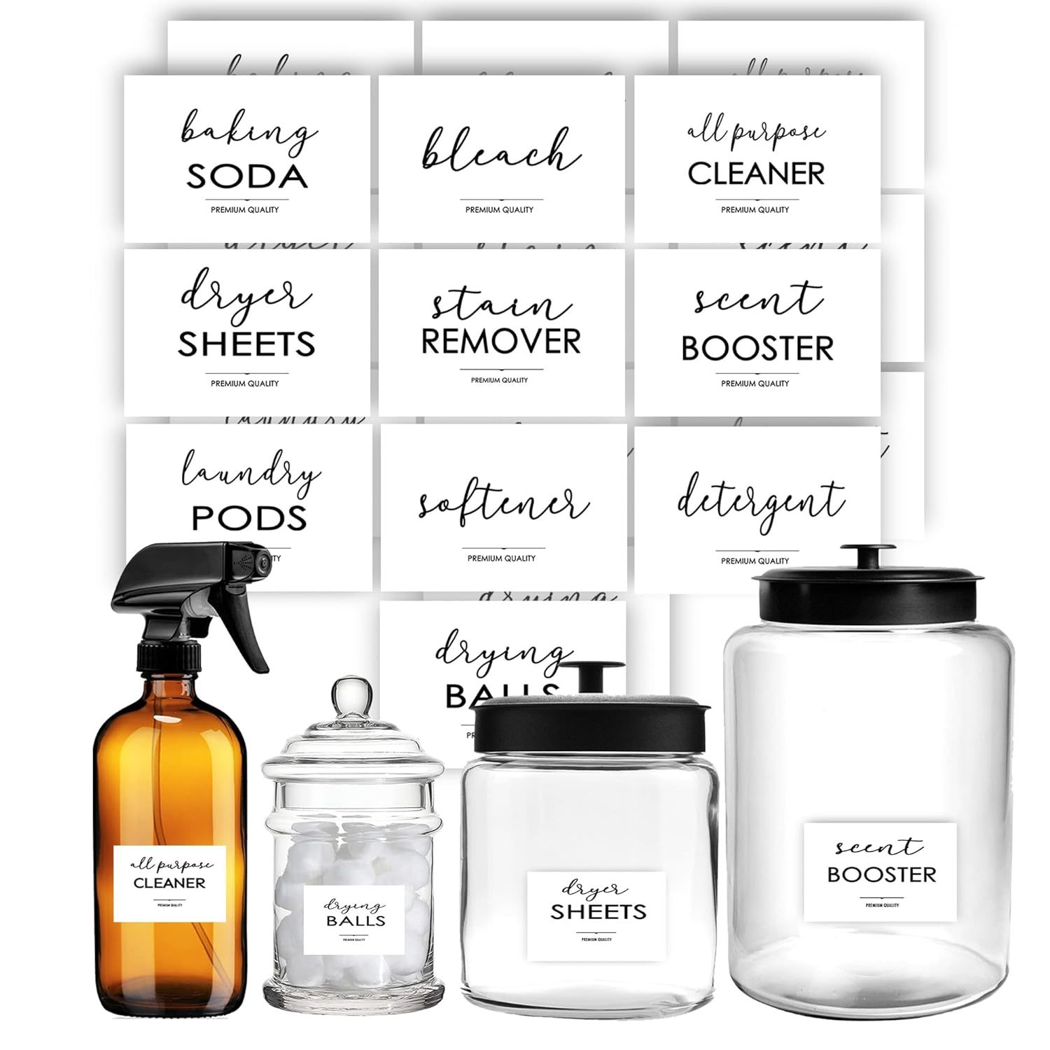 Minimalist Laundry Room Labels, Modern Cleaning Labels For Containers ...