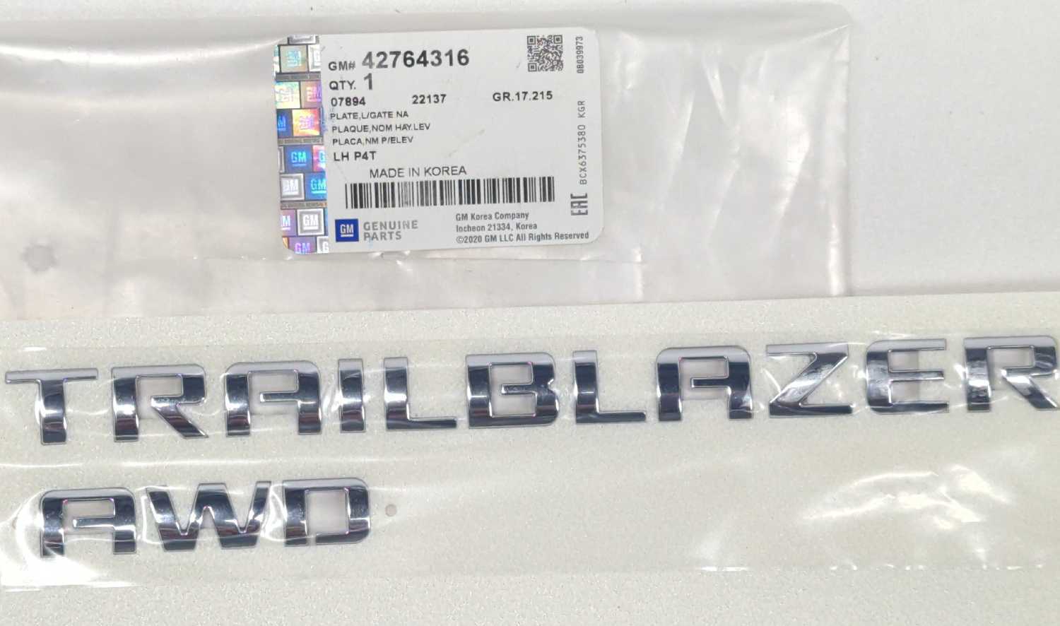 New OEM genuine GM Chevy "Trailblazer AWD" Chrome Gate Emblem 2019-2025 ...