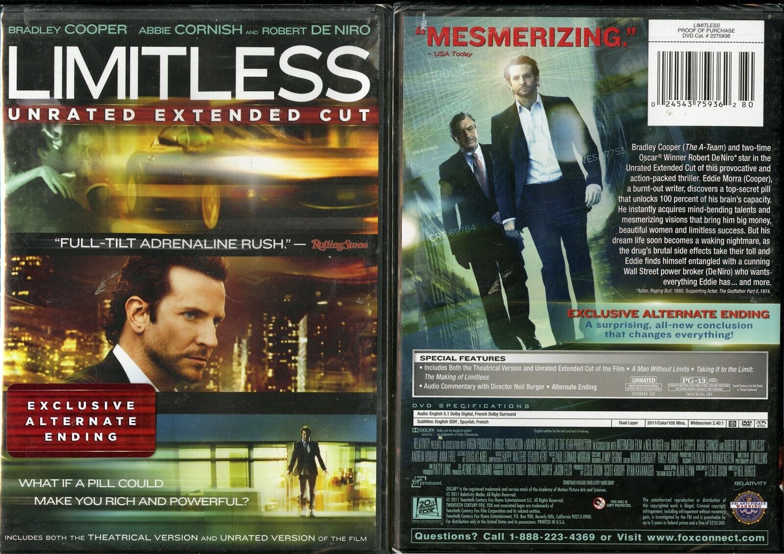 LIMITLESS UNRATED DVD ABBIE CORNISH 20TH CENTURY FOX NEW VIDEO NEW ...