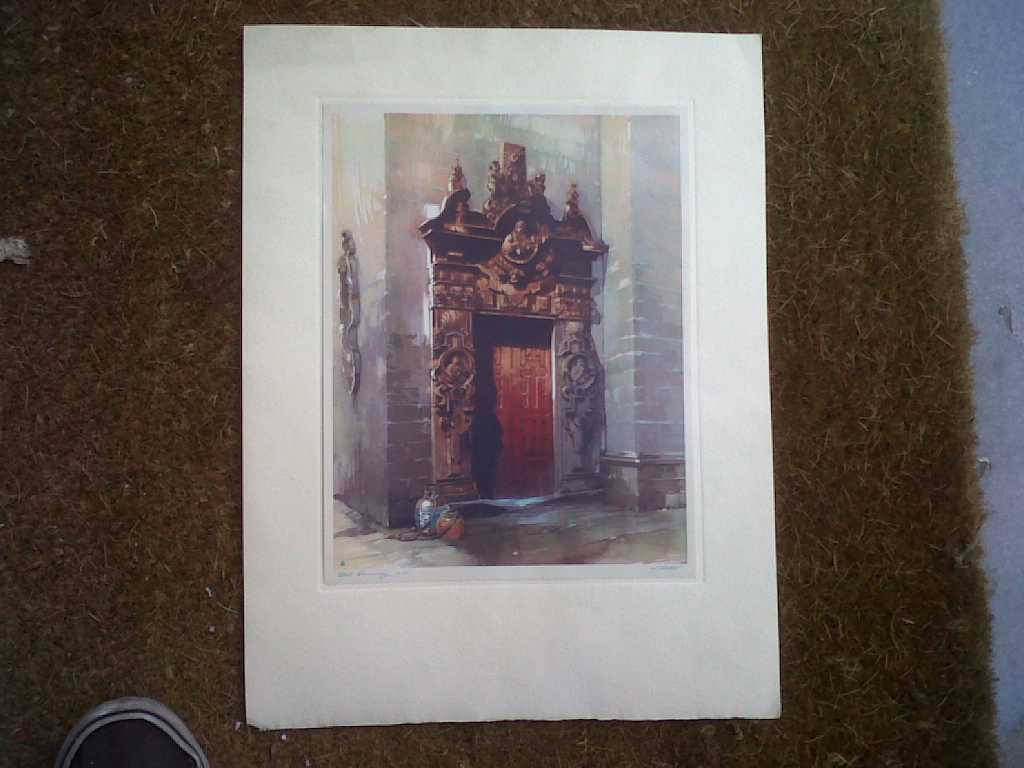 Tasco Mid Century vintage print and mat of "Old Doorway" by Al Wettel ...
