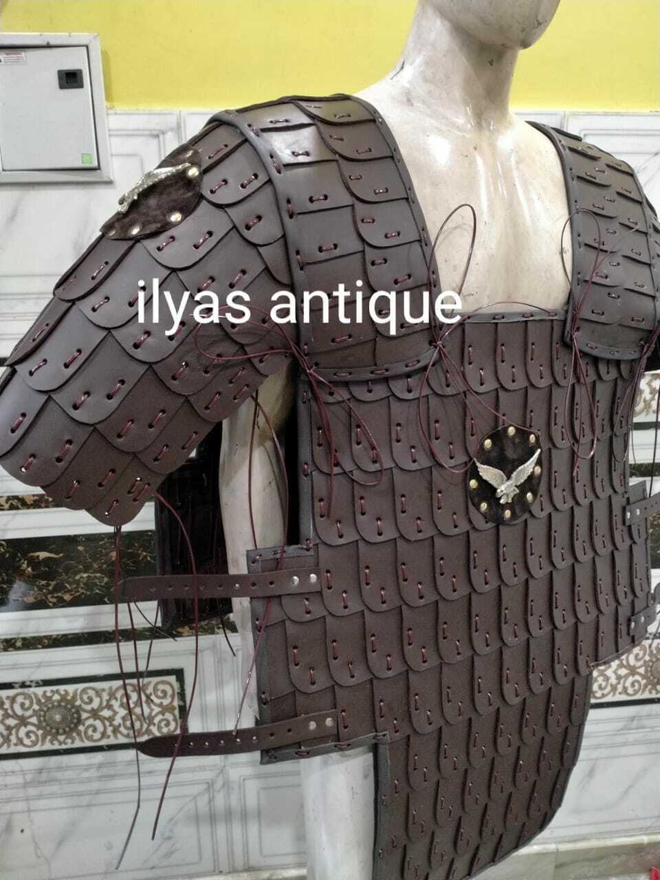 Medieval mongol brown leather armor kit; armor costume; tatar armor ...