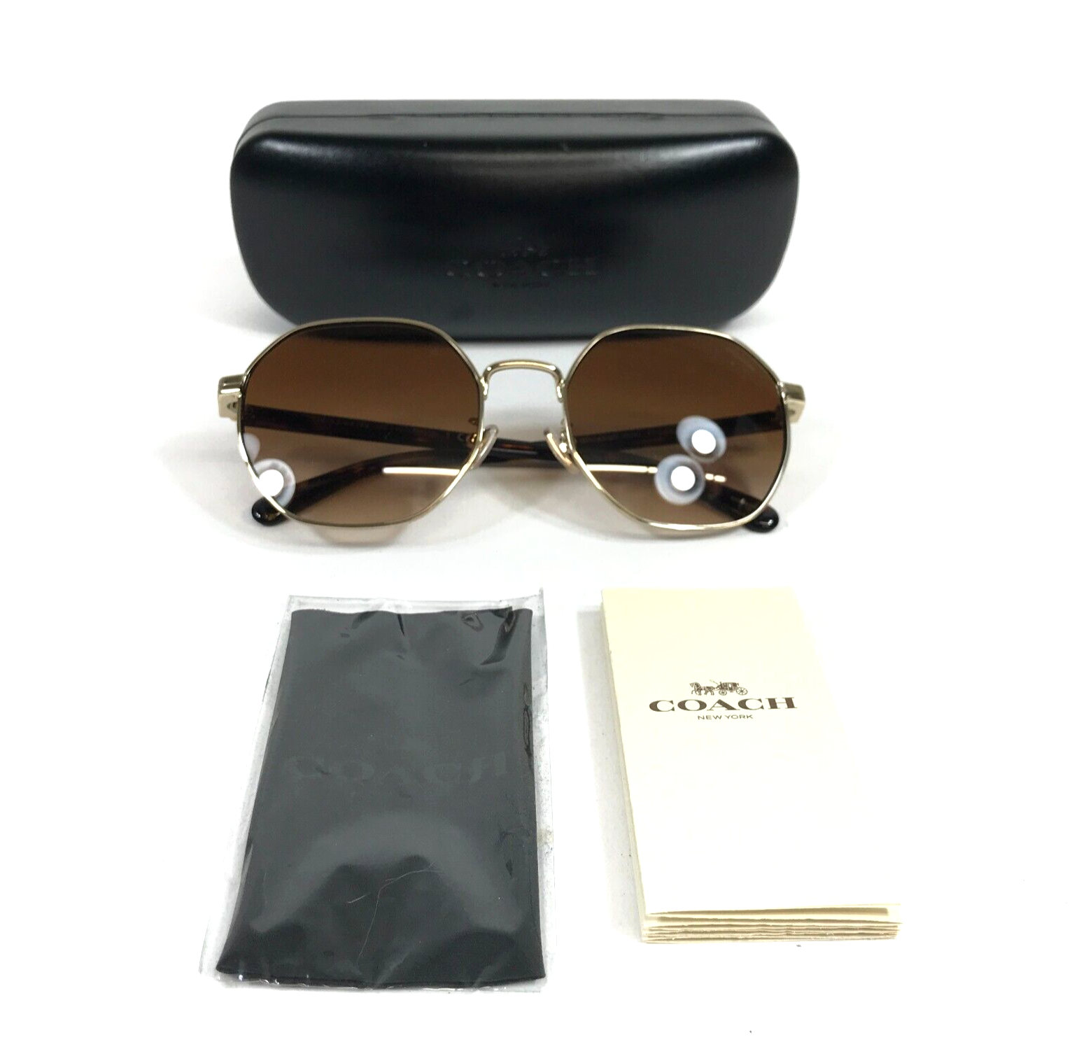 Coach Sunglasses HC7147 CH556 900574 Shiny Light Gold with Brown Gradient Lenses - Sunglasses