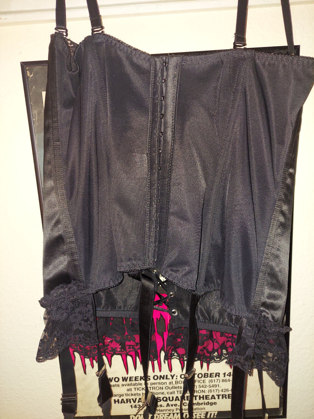 Vintage Style Black Satin Girdle Bustier Corselette 42 D Rago Crownette ...