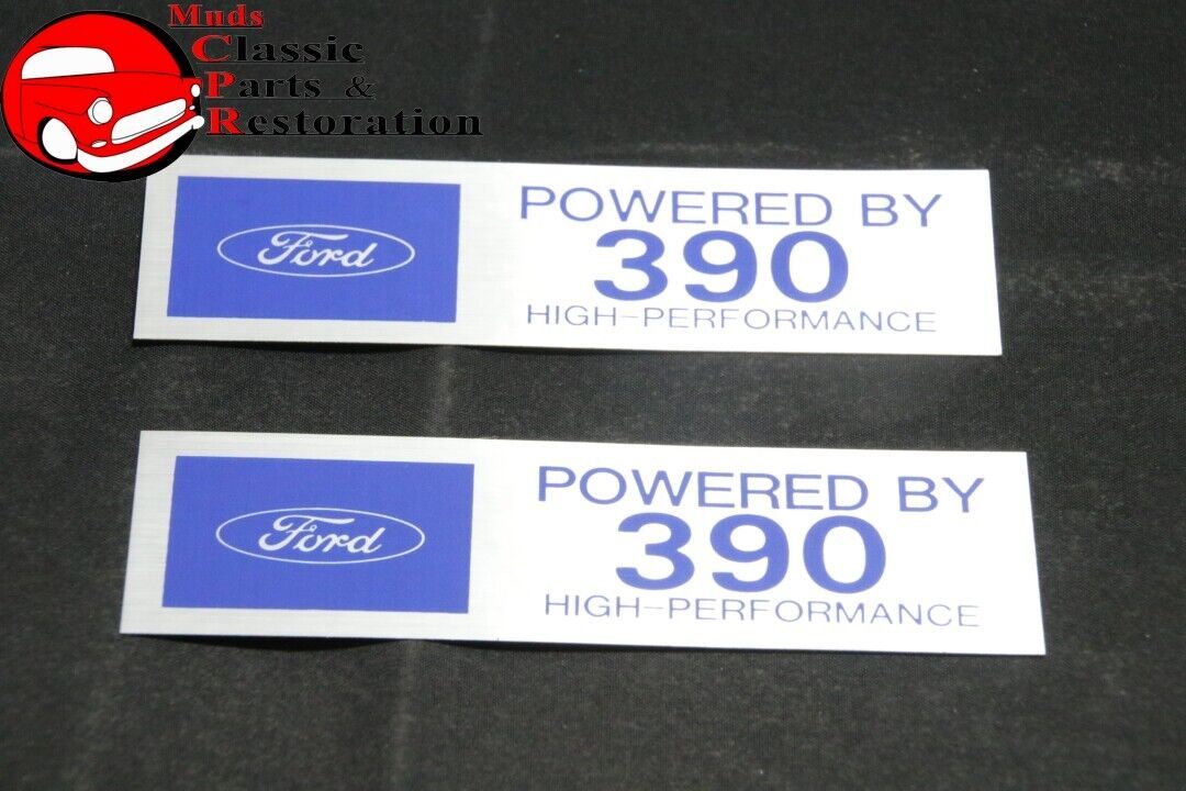 Ford "Powered By Ford 390 High Performance Valve Cover Decals Pair ...