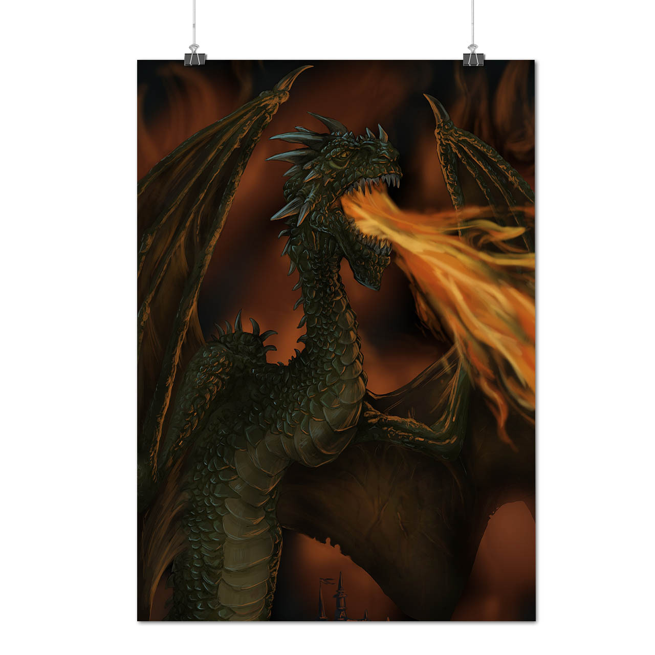 Dragon Fire Spit Fantasy Monster Fire Matte/Glossy Poster A0 A1 A2 A3 ...