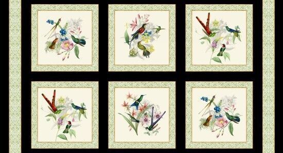 24" X 44" Panel Hummingbird Heaven Hummingbirds Nature Fabric Panel ...