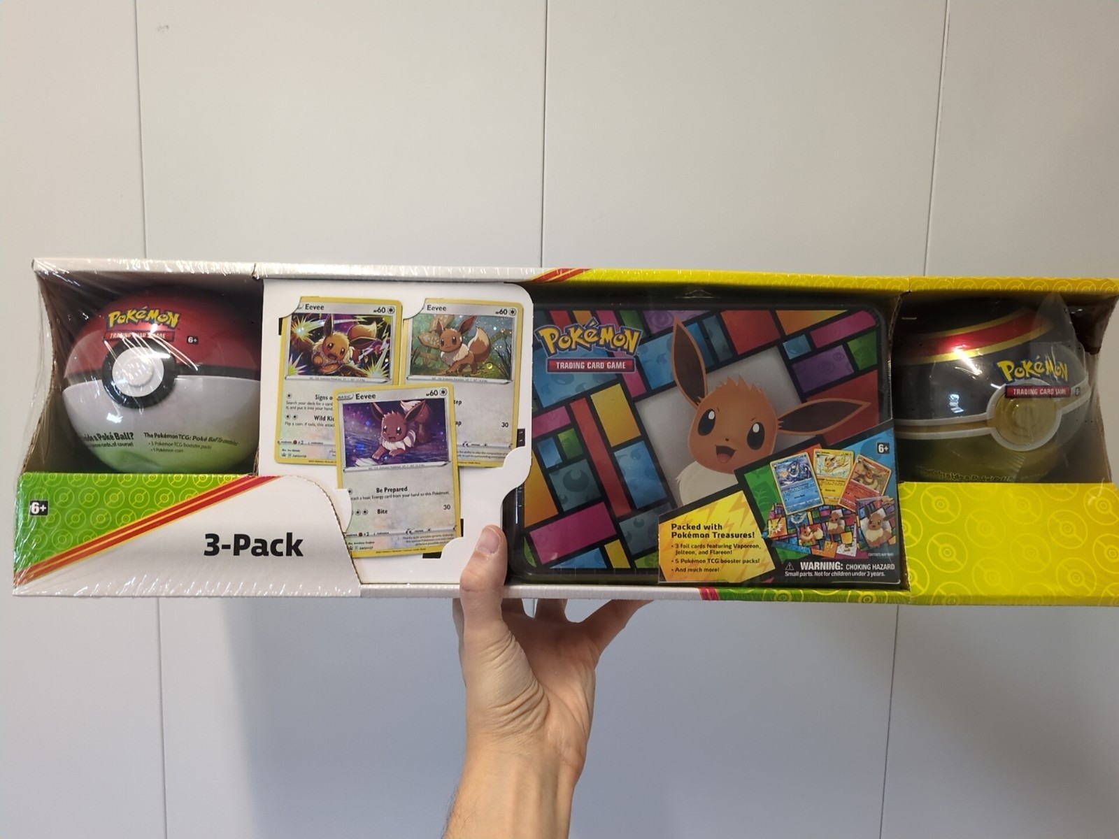 Pokemon Eevee Evolutions 3-Pack Treasure Chest Tin & 2 PokeBalls ...