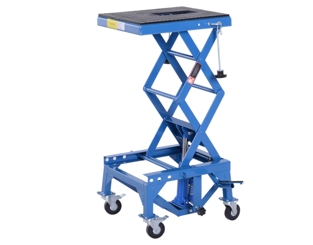 DURHAND 300 lbs Hydraulic Motorcycle Scissor Jack Lift Foot Step Wheels ...