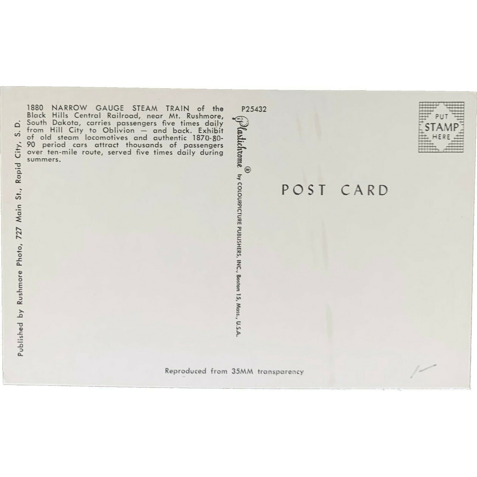 Vintage Postcard locomotive train, 1880 Narrow Gauge Steam Train Black ...