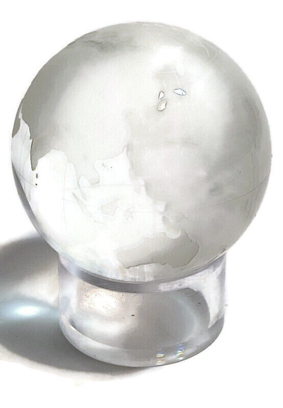 Earth World Round Paperweight Sun-catcher Crystal Clear Glass Design 3 ...
