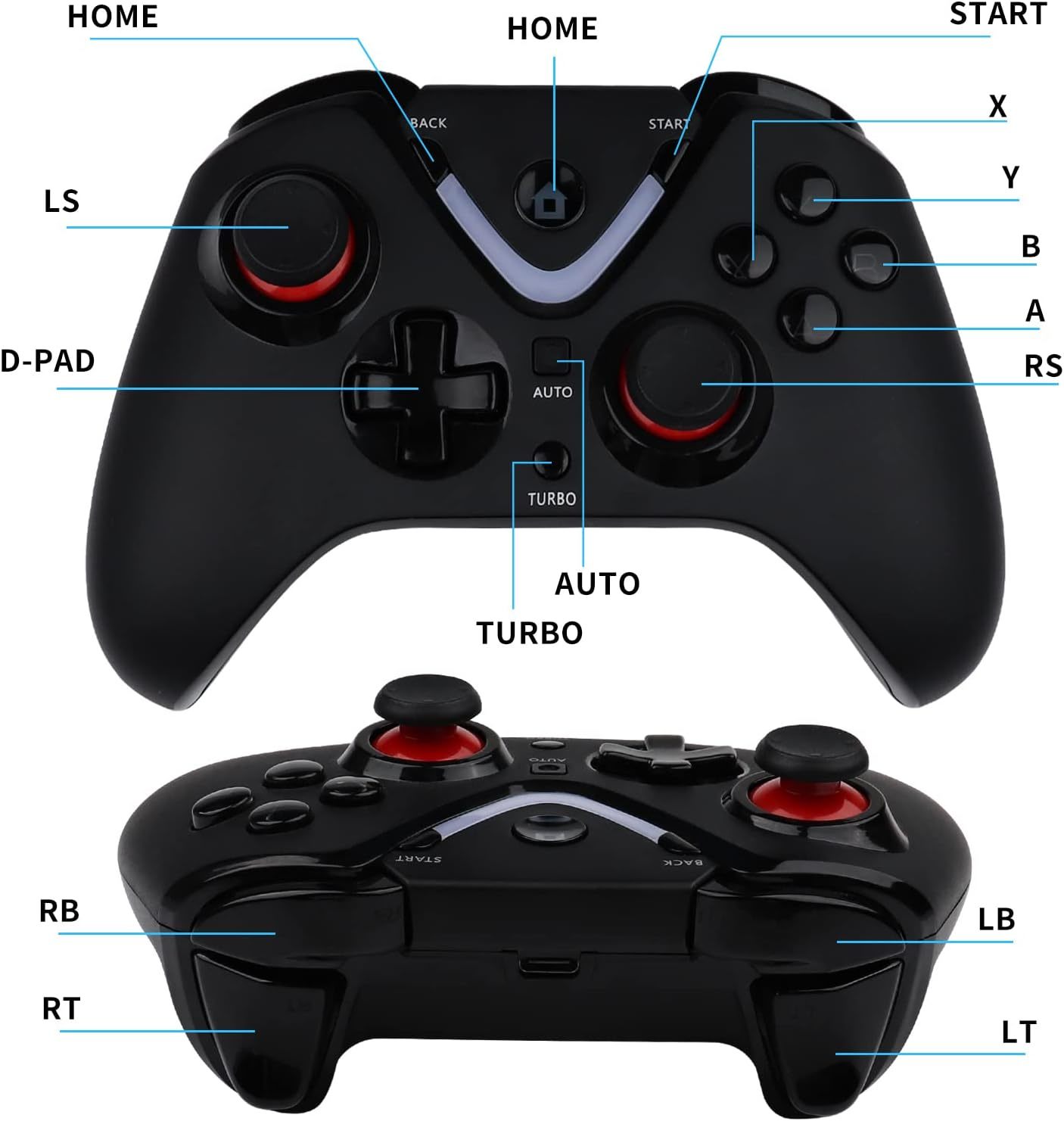 Rotomoon Wireless Game Controller With Led Lighting Compatible With ...