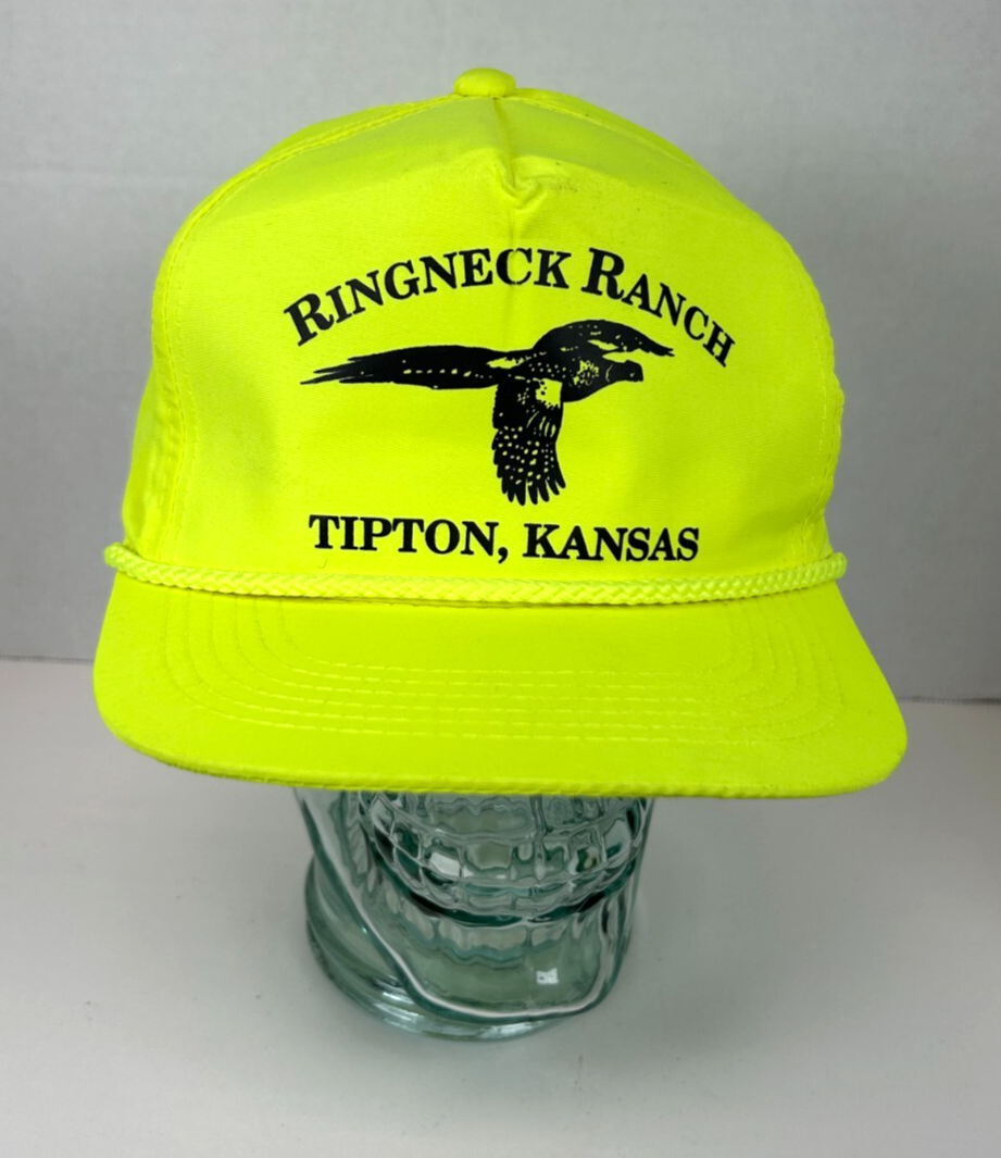 Ringneck Ranch Tipton Kansas Rope Trucker Hat Cap Hi-Viz Neon Green ...