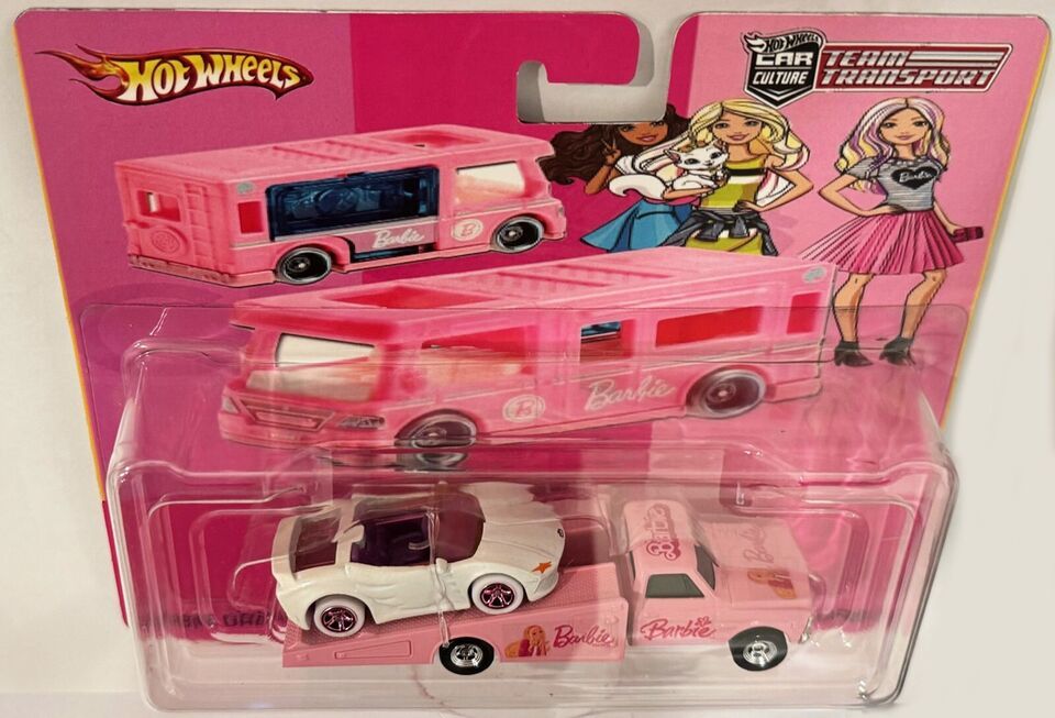 Custom Hot Wheels Team Transport White Barbie EXTRA Car on Ramp Tow ...