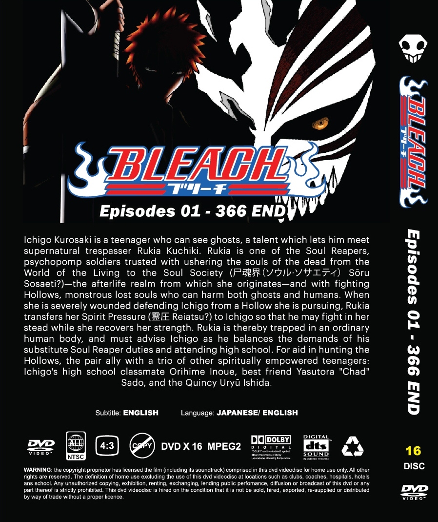 DVD BLEACH COMPLETE COLLECTION (EPS 1- 366 END) 2 BOX SET ~ ENGLISH ...
