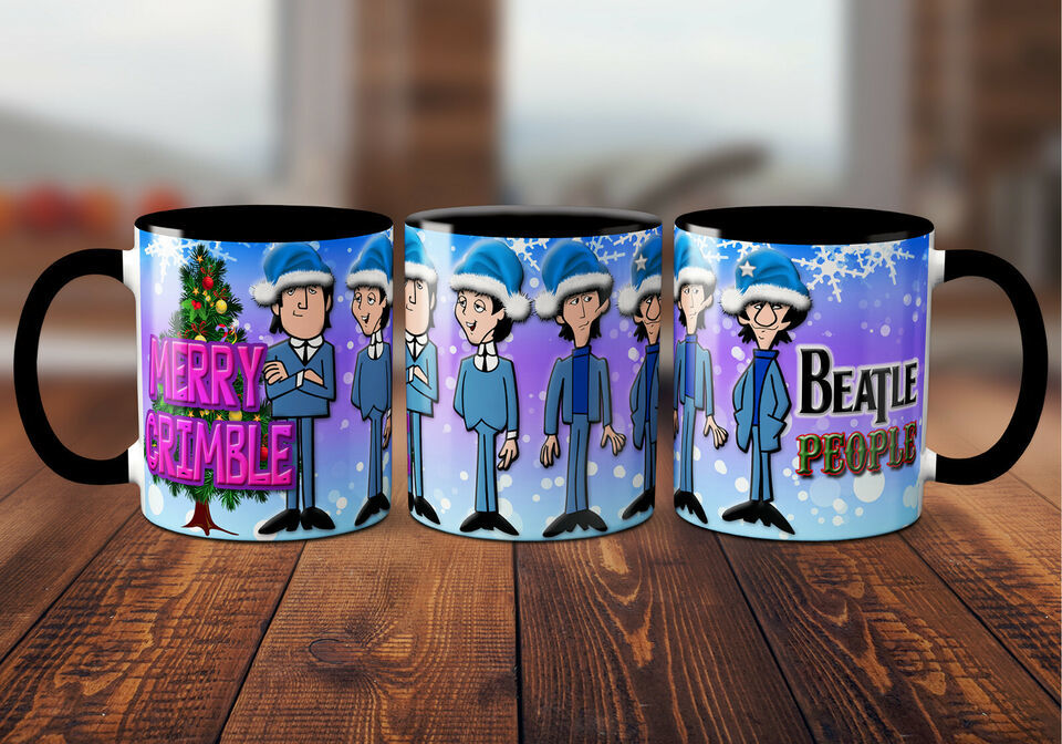 The Beatles Cartoons MERRY CRIMBLE Blue Suits 11 oz Custom Ceramic ...