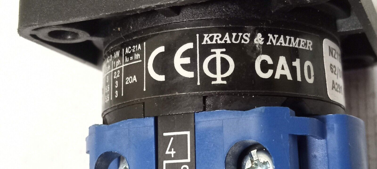 Kraus & Naimer CA10 NZ12U352 62/000100 Control & Load Switch 20AMP-300VAC - Circuit Breakers