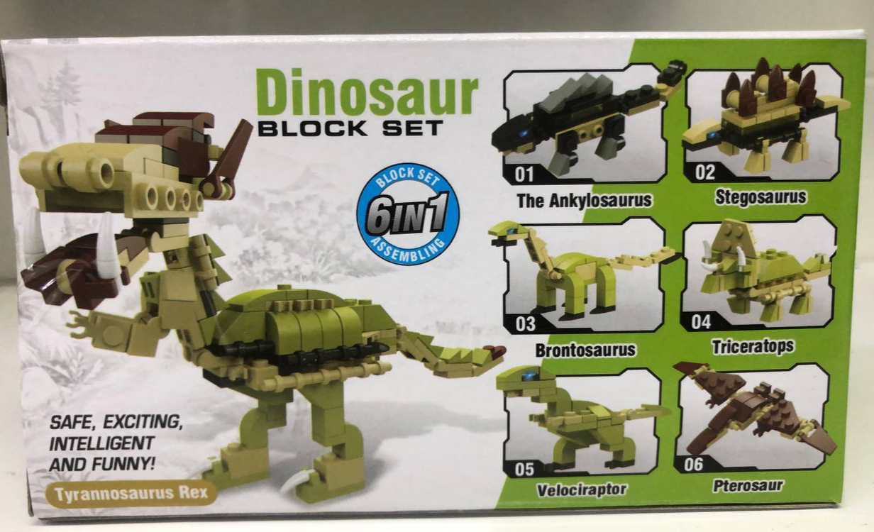 Dinosaur Block Set T-Rex Lego Toys 38 Pieces 06 in 01 Assembling Funny ...