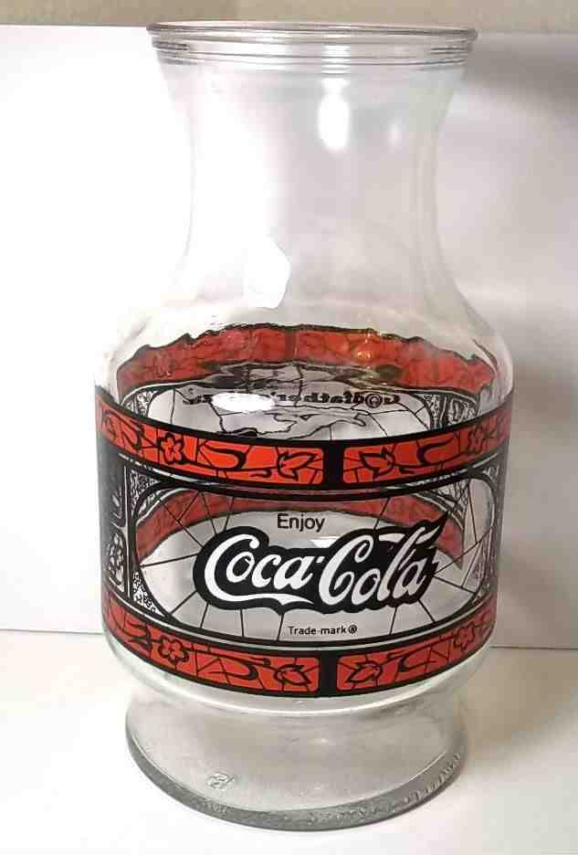 Godfather's Pizza carafe stained glass design Coca Cola Coke 48 oz ...
