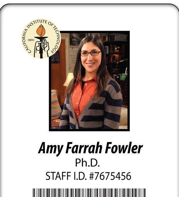 AMY FARRAH FOWLER Big Bang Theory safety pin Fastener Name Badge ...