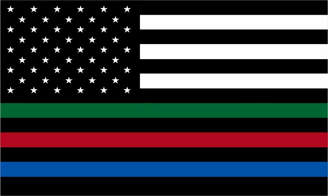 Thin Blue Line Decal - USA Flag with Red, Blue and Green Stripe Flag ...