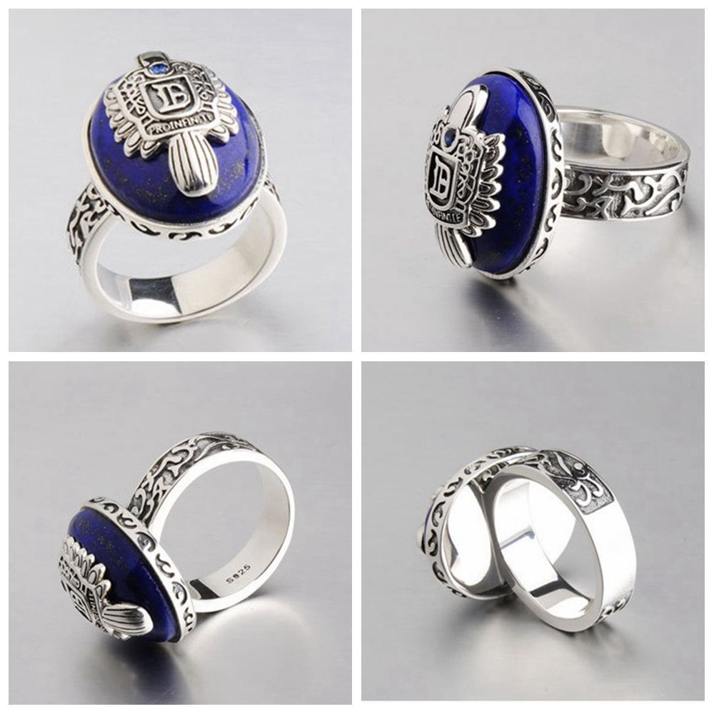 925 Sterling Silver The Vampire Diaries Damon Salvatore Lapis Lazuil ...