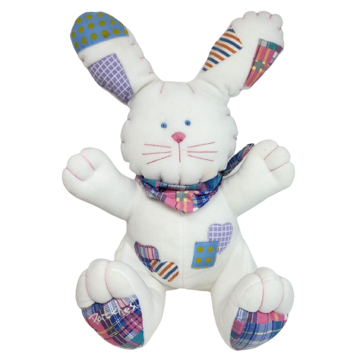 VINTAGE MAIN JOY PATCHES BUNNY RABBIT PLAID PATCH EARS STUFFED ANIMAL ...