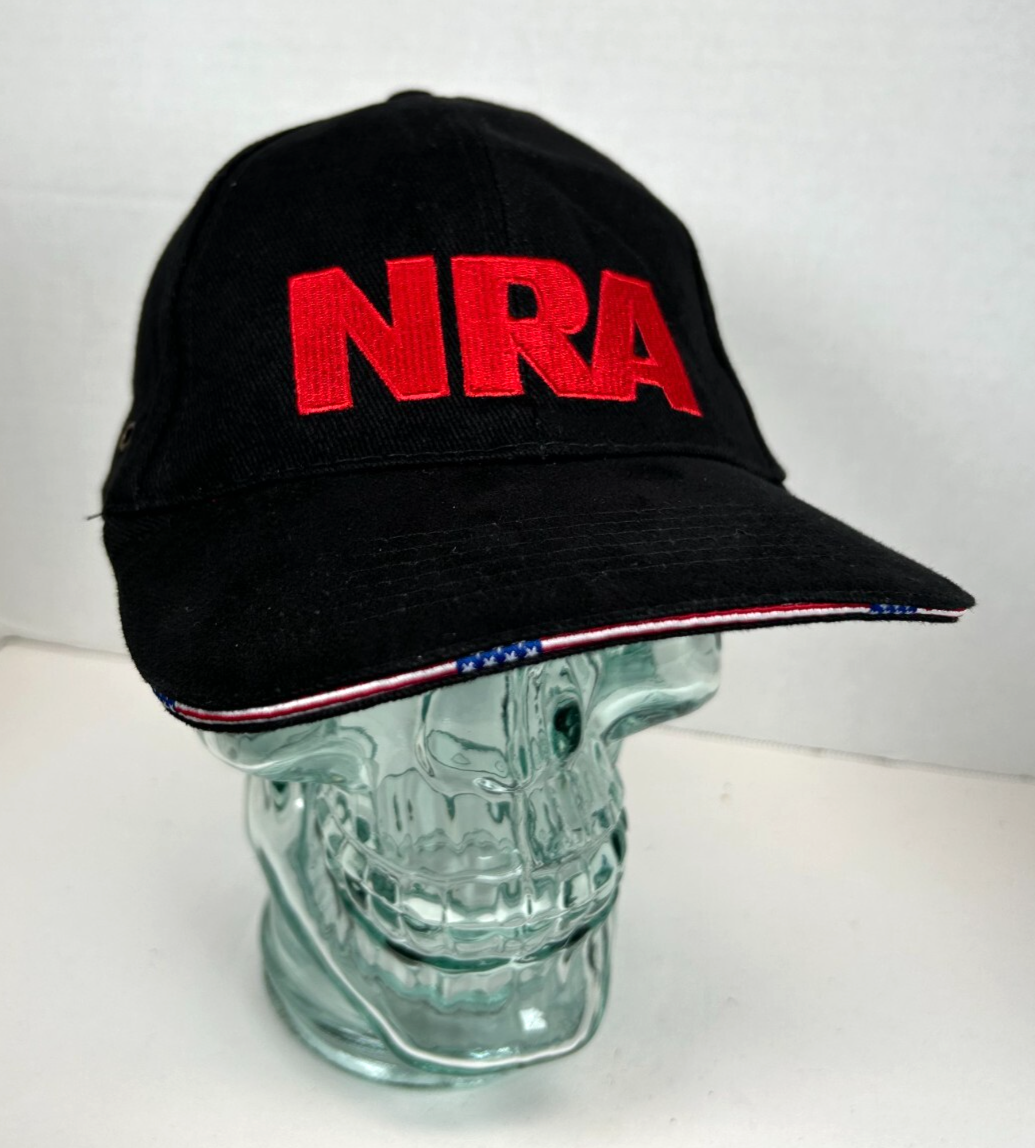 NRA Strap Back Adjustable Baseball Cap Hat, Black / Red Logo w/ USA ...