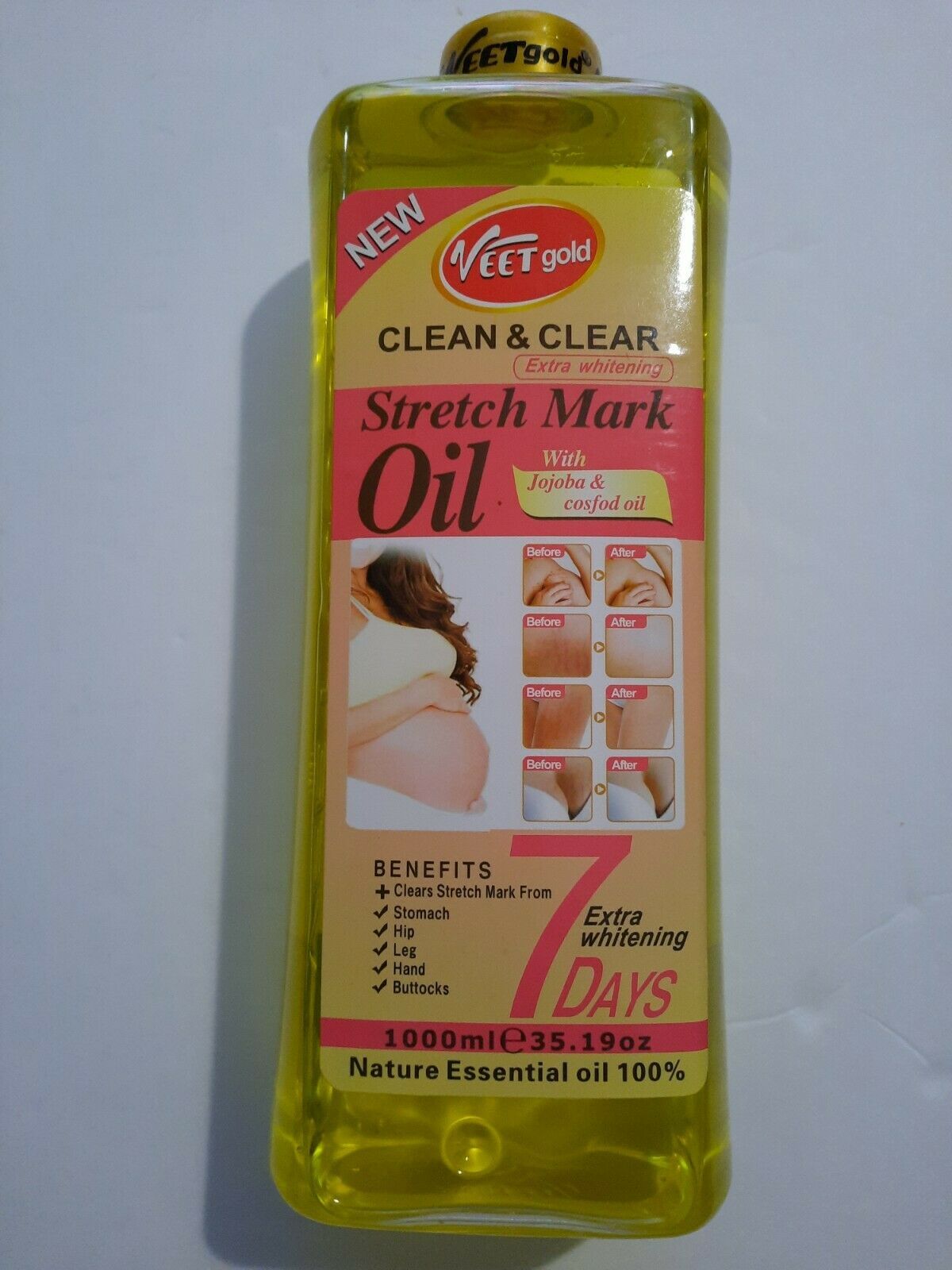Veet gold Clean & Clear Stretch Mark 7days extra whitening oil.1000ml ...