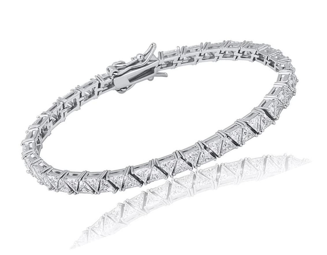 Double Triangular Cut Link Tennis Chain Bracelet - Bracelets & Charms