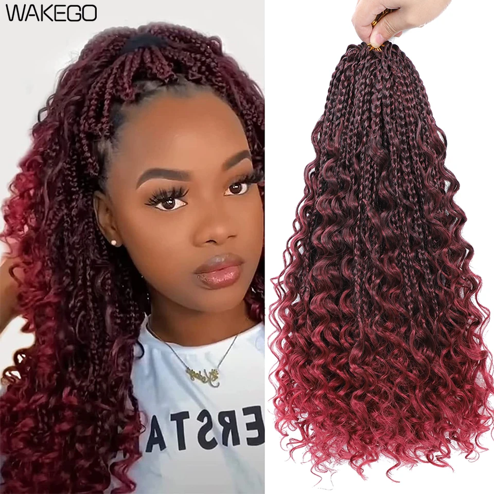 14 Inch Boho Box Braids Crochet Hair Curly Ends 6 Packs Crochet Braids ...