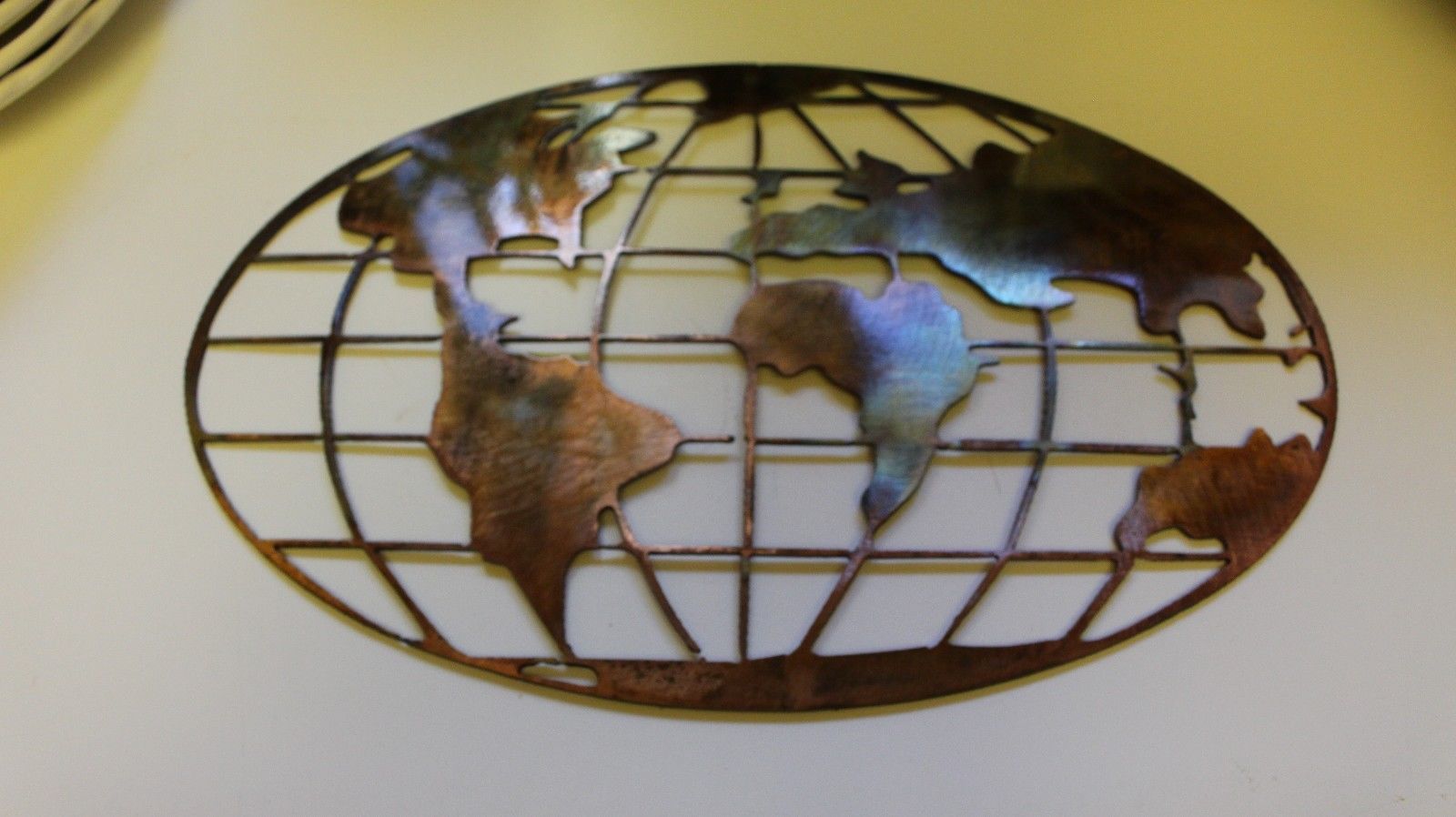 Metal Art World Map 30" wide copper and bronze plated metal wall art ...