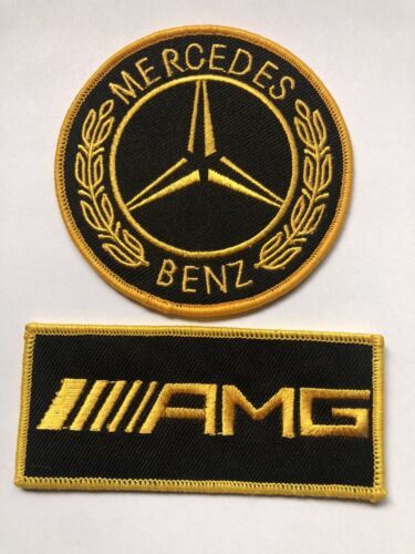 MERCEDES BENZ AMG SEW/IRON PATCH BADGE UNIFORM BLACK GOLD RACING ...