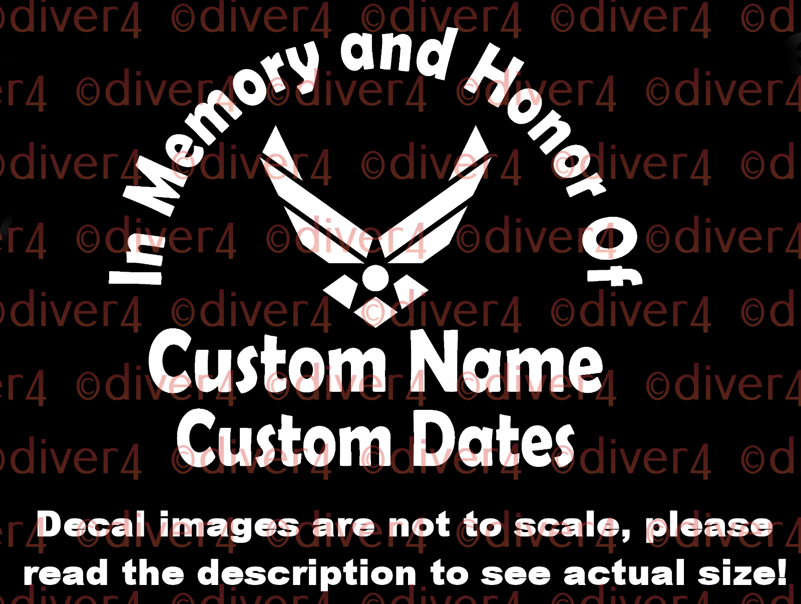Custom USAF In Memory and Honor Of Memorial With Air Force Logo Decal ...