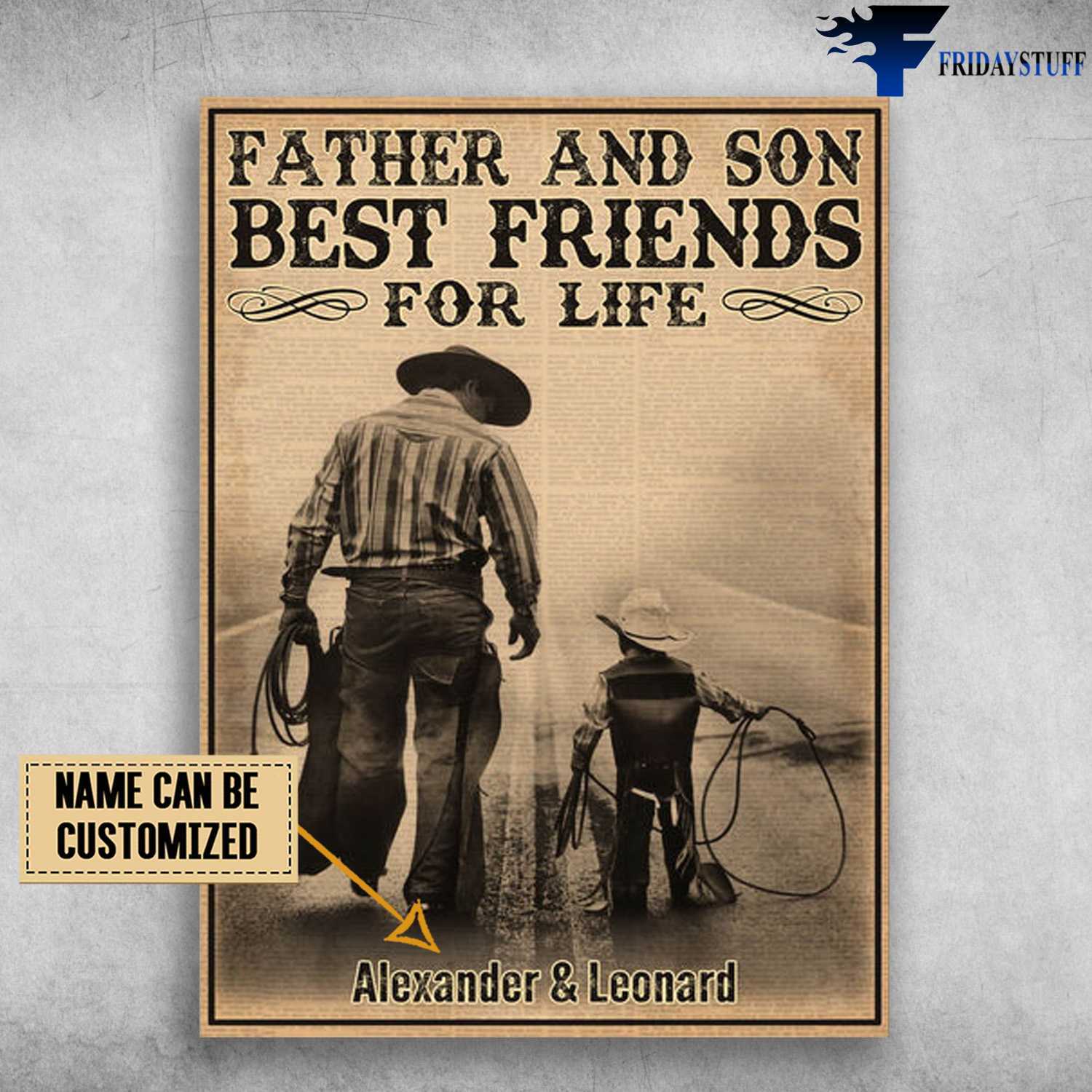 Dad And Son Cowboy Poster Father And Son Best Friends For Life - Art ...