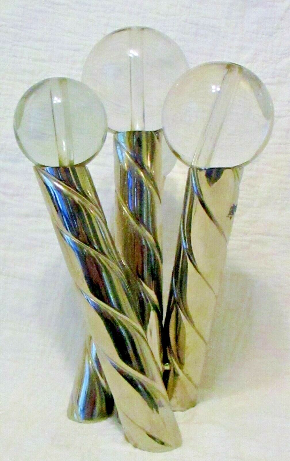 Global Views Four Twisted Silver Columns and Four Crystal Orbs Balls ...