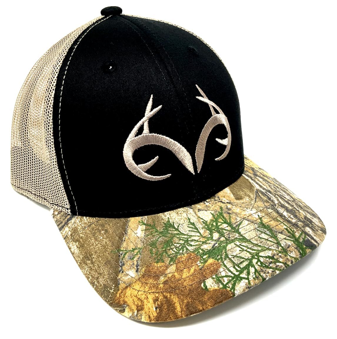National Cap RT Antler Logo Black Edge Camo Curved Bill Adjustable Tan ...