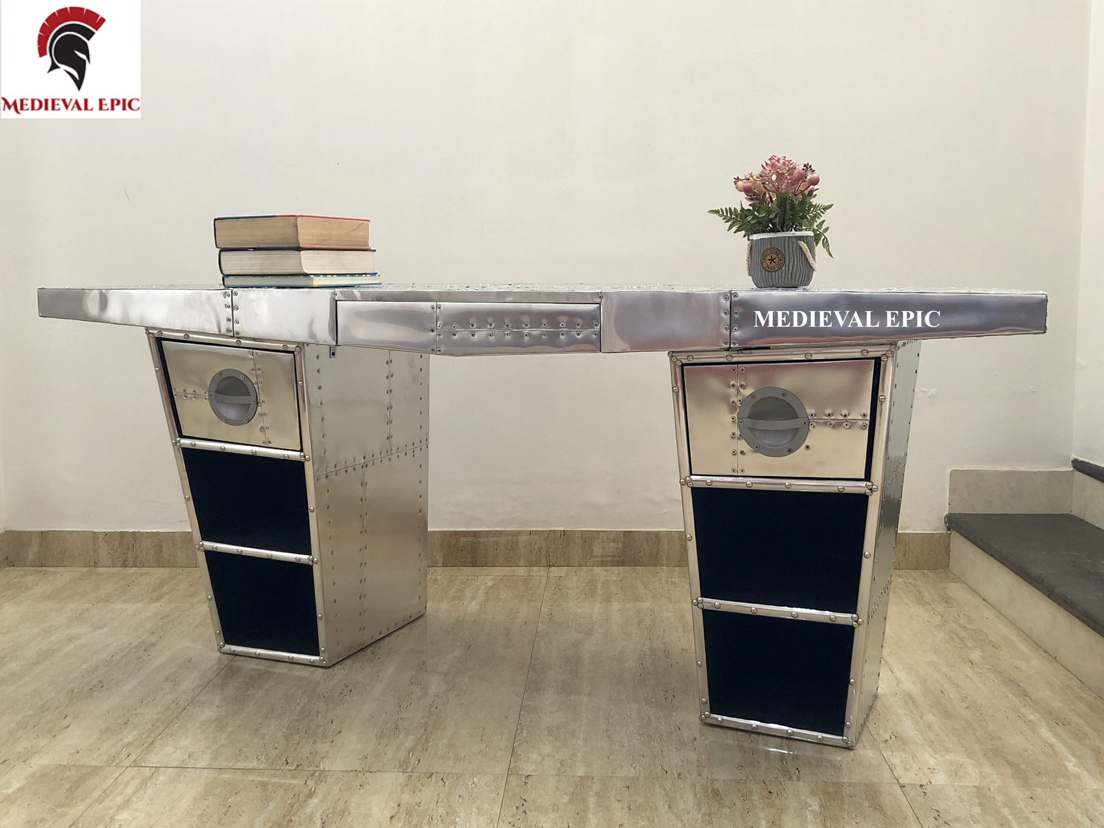 NauticalMart Aviator Wing Desk Wing Shaped Aluminium Desk Home Office ...