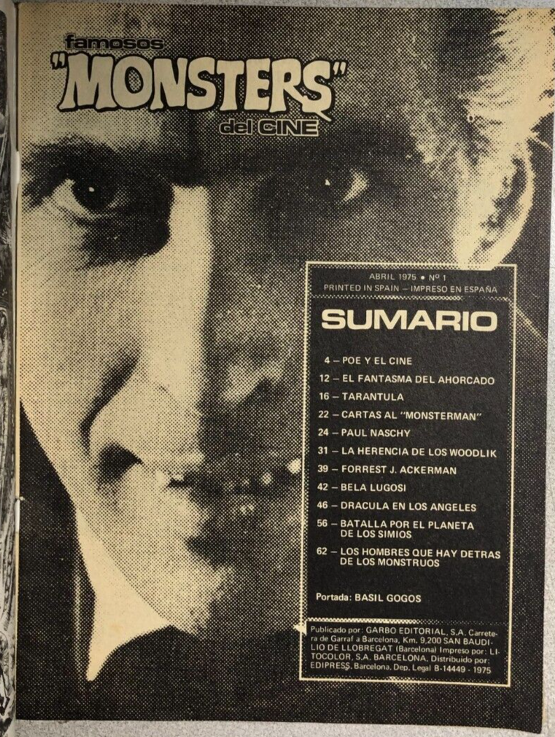 FAMOUS MONSTERS #1 (1975) Spanish language magazine published in Spain ...