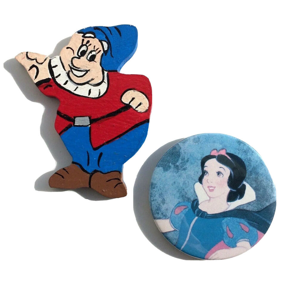 Snow White and the Seven Dwarfs refrigerator magnets lot 2 vintage ...