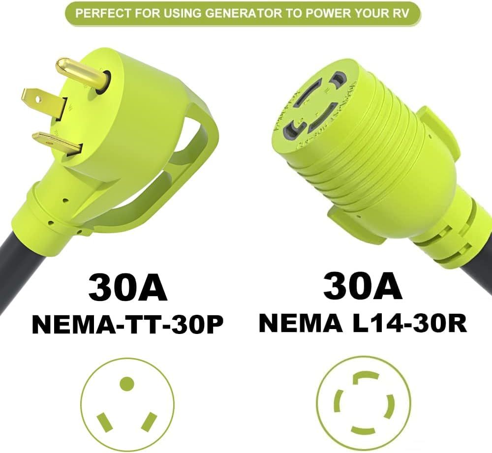 Nema Tt-30P To L14-30R Rv Generator Adapter,30 Amp 3 Prong To 4 Prong ...