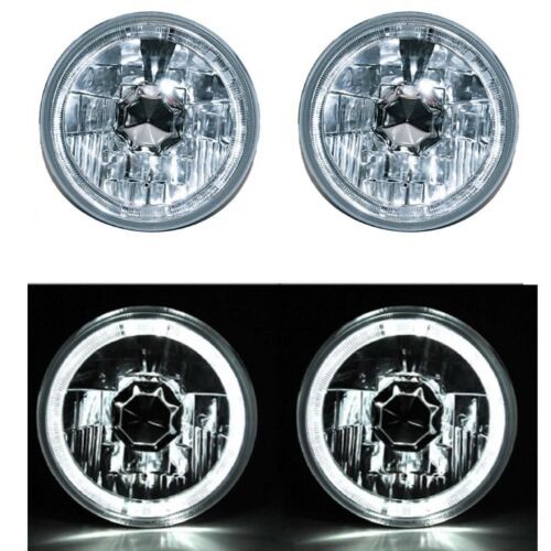 5-3/4 White LED Halo Halogen Light Bulb Crystal Clear Headlight Angel ...