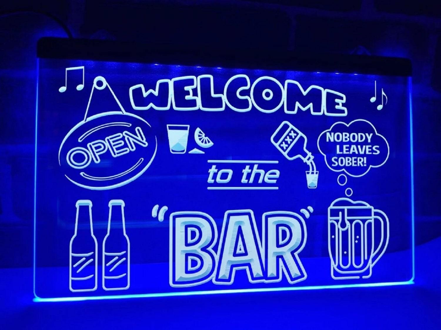 Welcome to the Bar Illuminated LED Neon Sign Hang Wall, Home Bar Decor ...