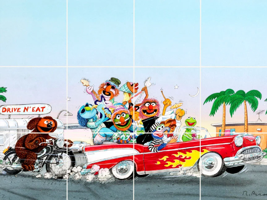 the Muppets Multi-Character Book Illustration ceramic mural backsplash ...