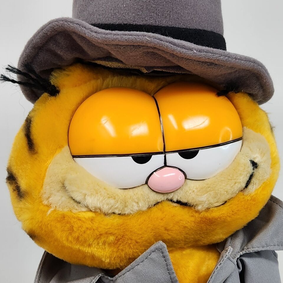 VINTAGE 1981 DAKIN DETECTIVE GARFIELD TRENCH COAT STUFFED ANIMAL PLUSH ...