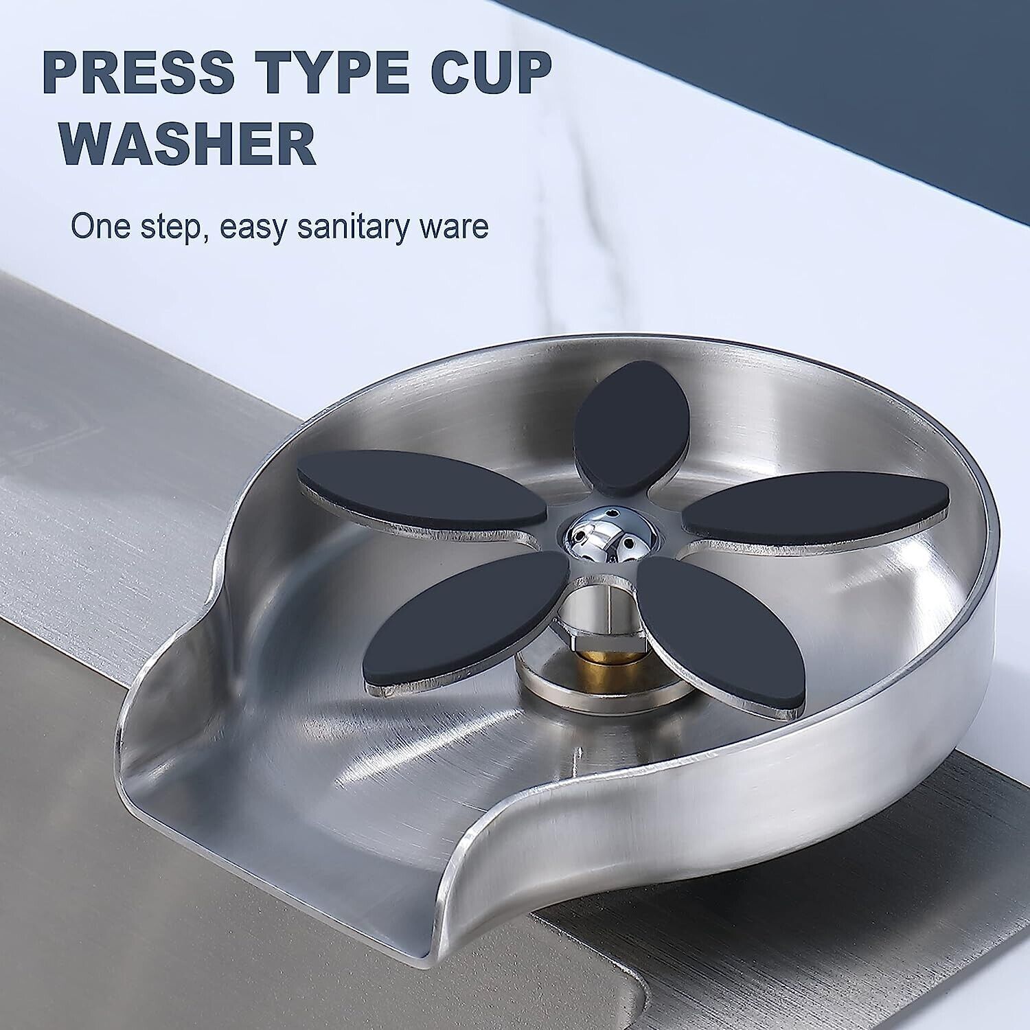 KirlystonE Glass Rinser for Kitchen Sink, Stainless-Steel Bar Cup ...