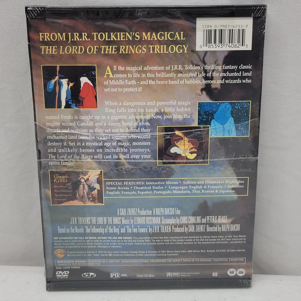 The Lord of the Rings (1978) DVD 2001 Widescreen Snapcase Animation ...