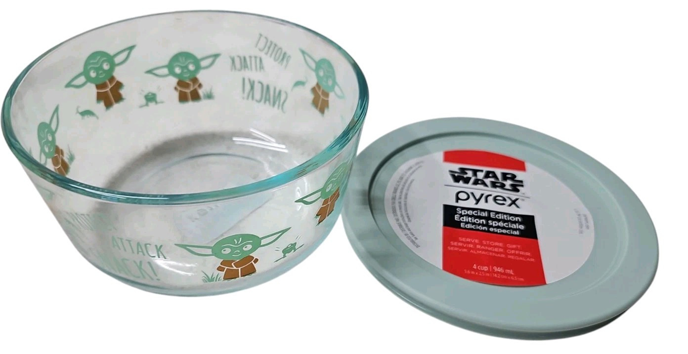 Pyrex Star Wars Mandalorian Special Edition Grogu Baby Yoda 4 Cup Snack ...
