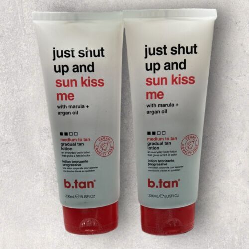 2 x Just Shut Up And Sun Kiss Me Gradual Tan Lotion w/Marula + Argan ...