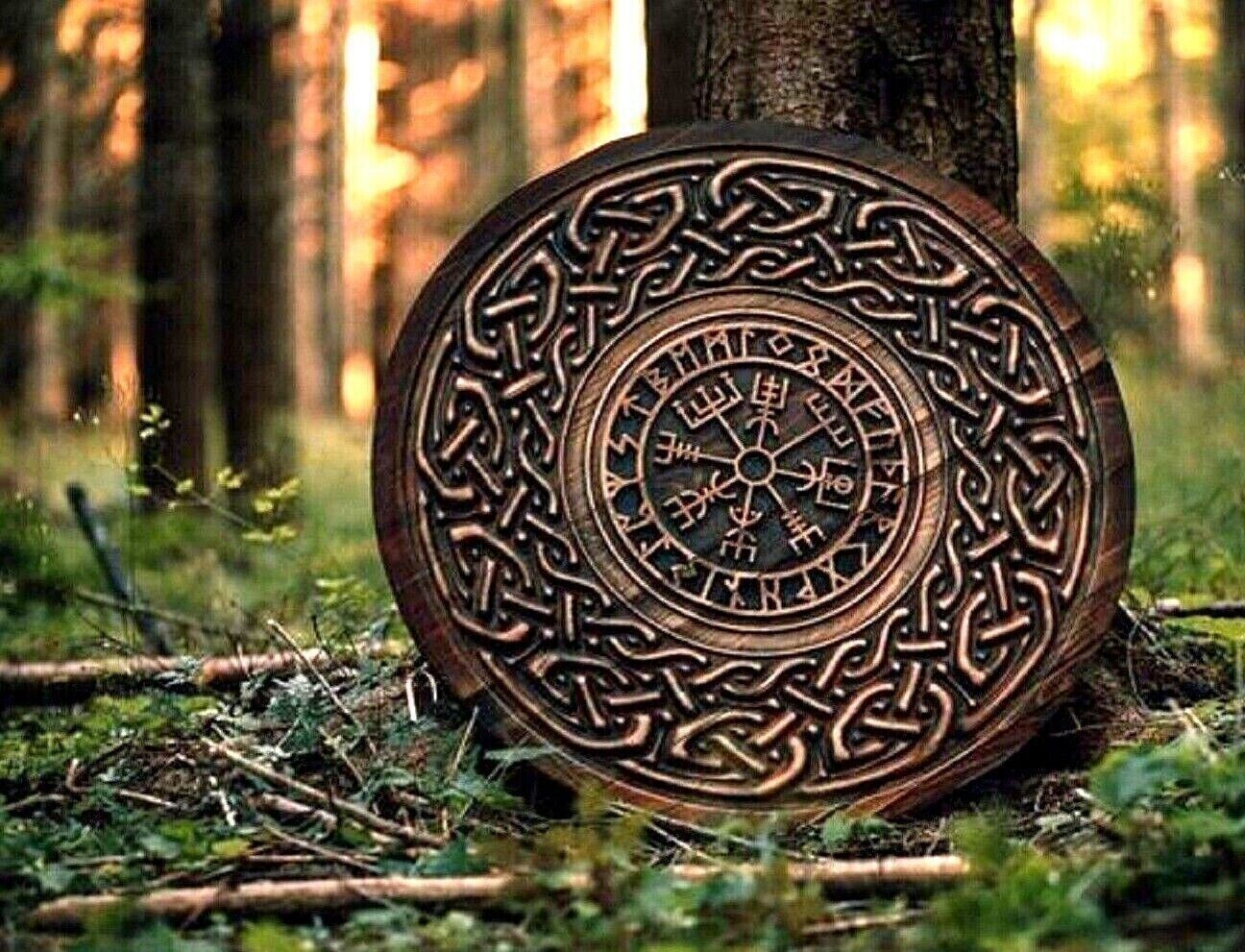 Medieval Viking Shield Norse Wooden Carving Round Celtic Ornament ...