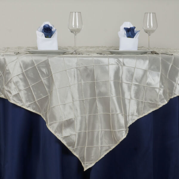 Ivory Pintuck 60X60"" Square Table Overlays Unique Toppers Wedding ...